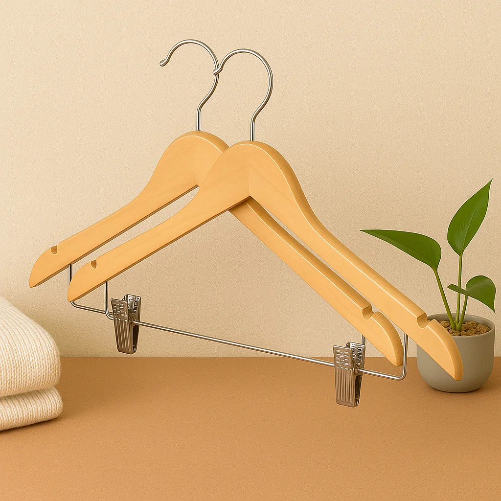 PAIVI Wooden Clip Hangers – Set of 12 | Premium Garment